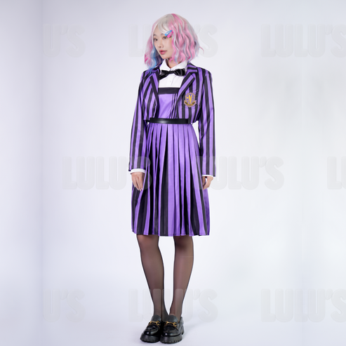 Enid Sinclair Costume Adult – Purple Nevermore Uniform with Wig Add-on ...